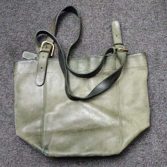 Coach | Bags | Vintage Coach Green Leather Tote Bag 3445 Usa | Poshmark